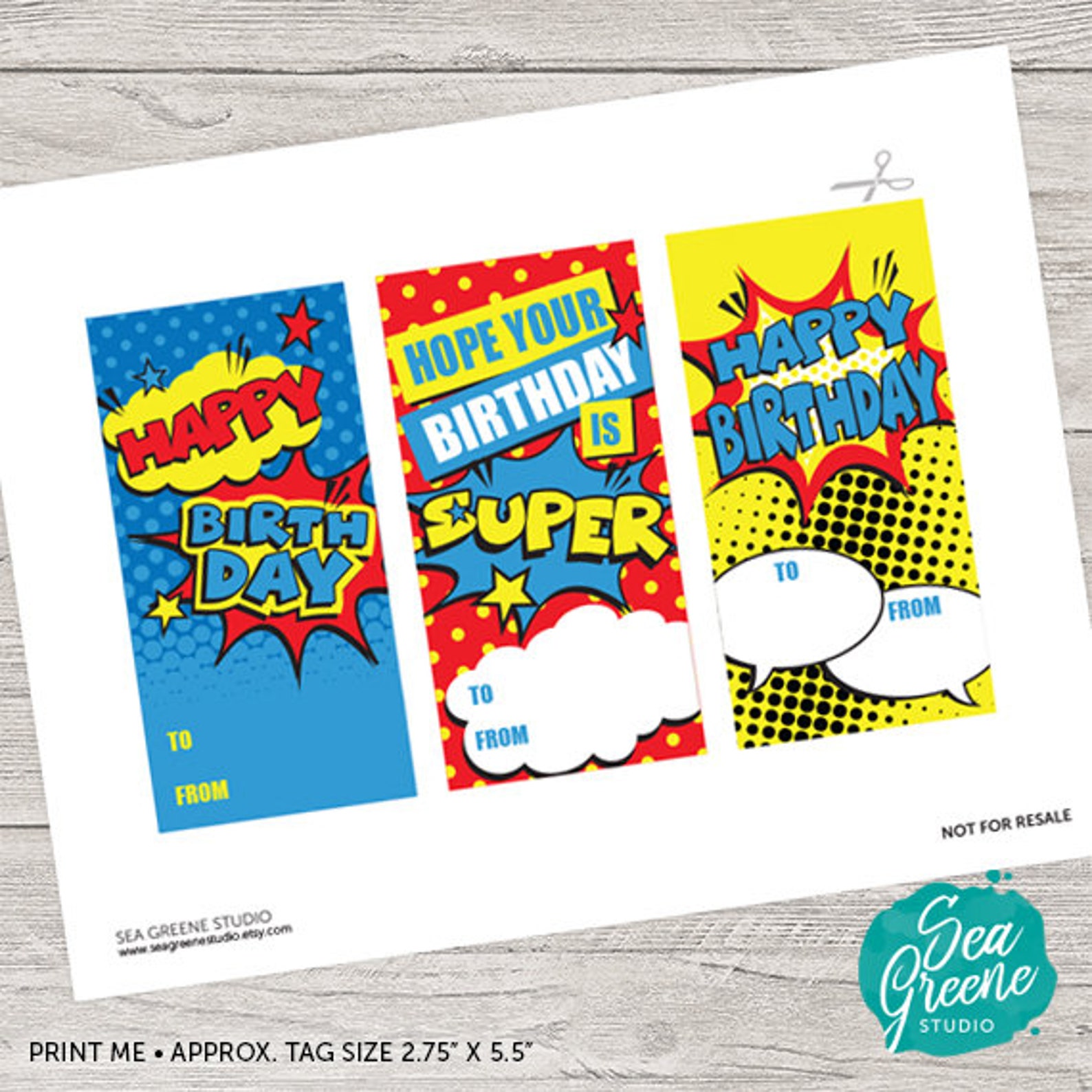 Comic Book Birthday Tags | Printable Superhero Birthday Gift Tags ...