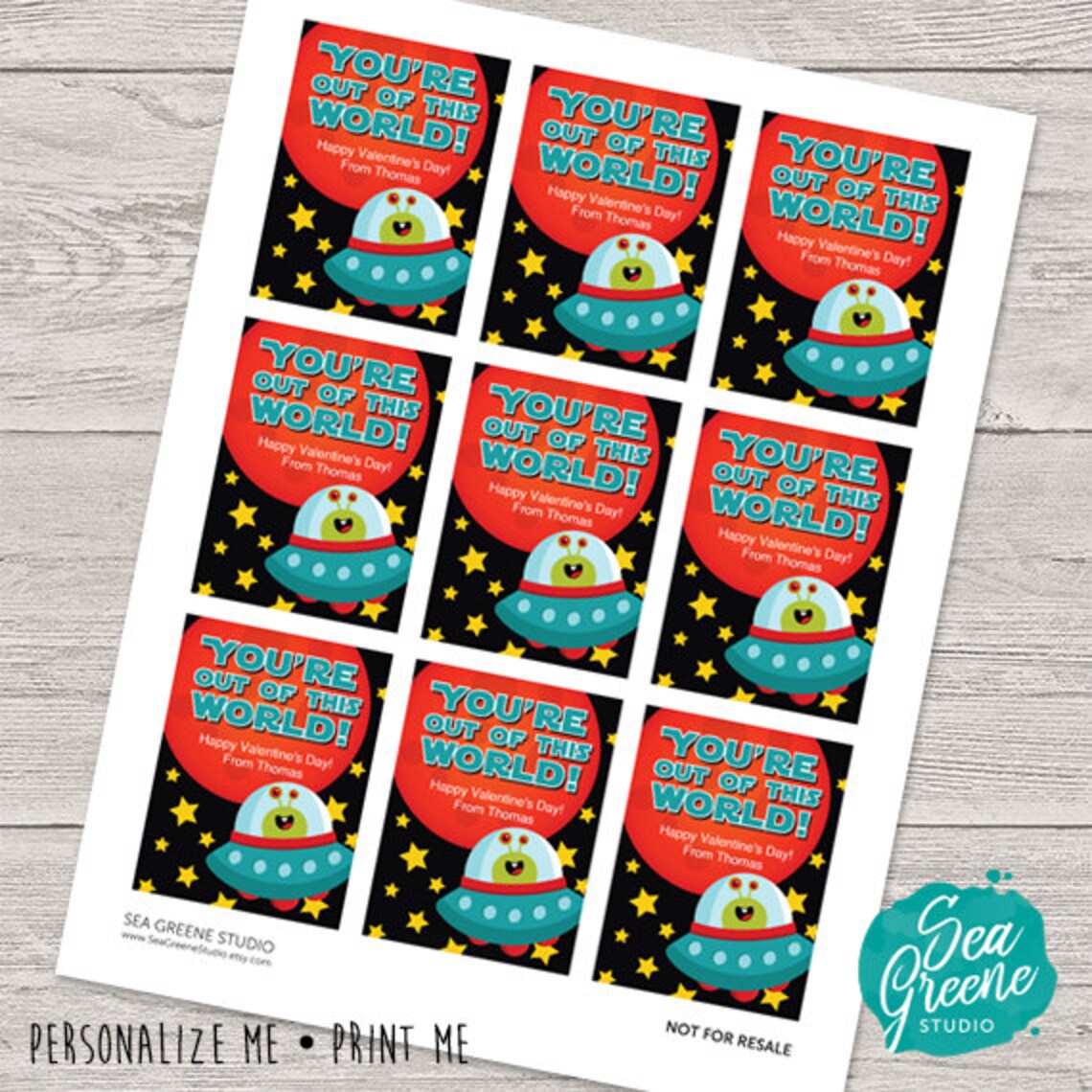 Space Valentine Personalize and Print Out of This World Valentine Treat ...