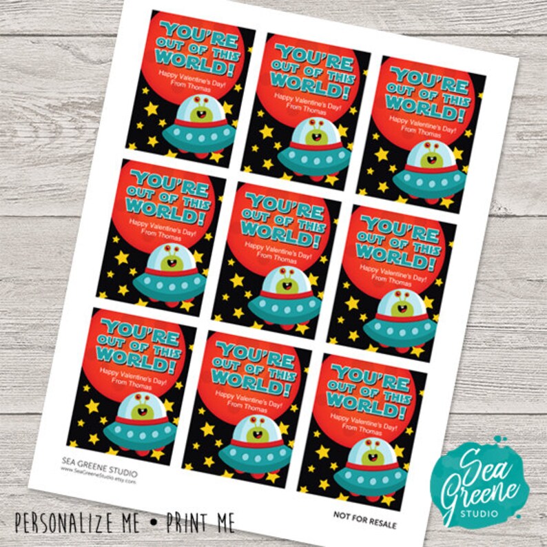 Space Valentine Personalize and Print Out of This World Valentine Treat ...