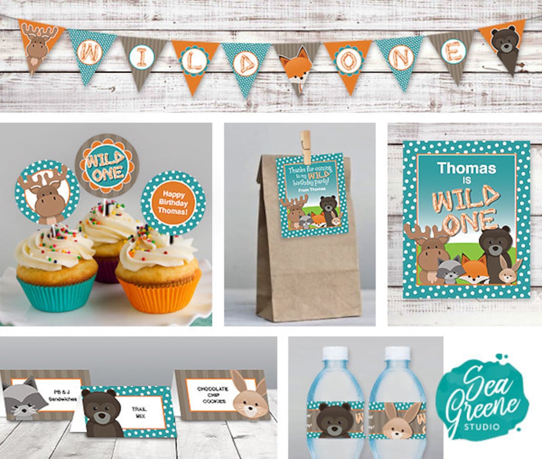 Wild One Woodland Birthday Printables: Editable Forest Friends (PDF) - Etsy