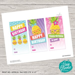 Printable Pineapple Birthday Tags | Printable Birthday Tags | Printable ...