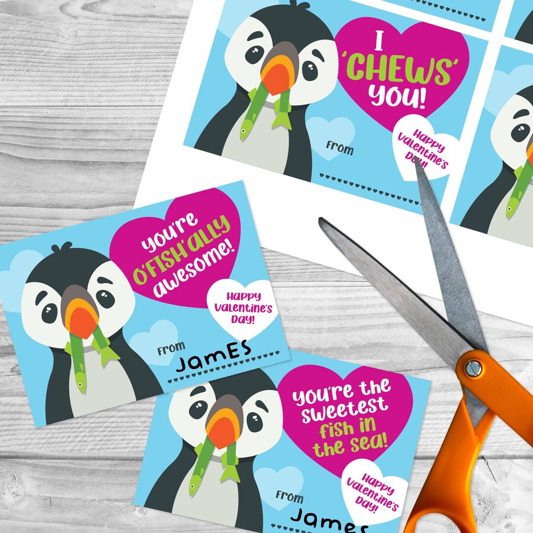 Cute Puffin Valentines Printables | Classroom Valentines | Printable ...