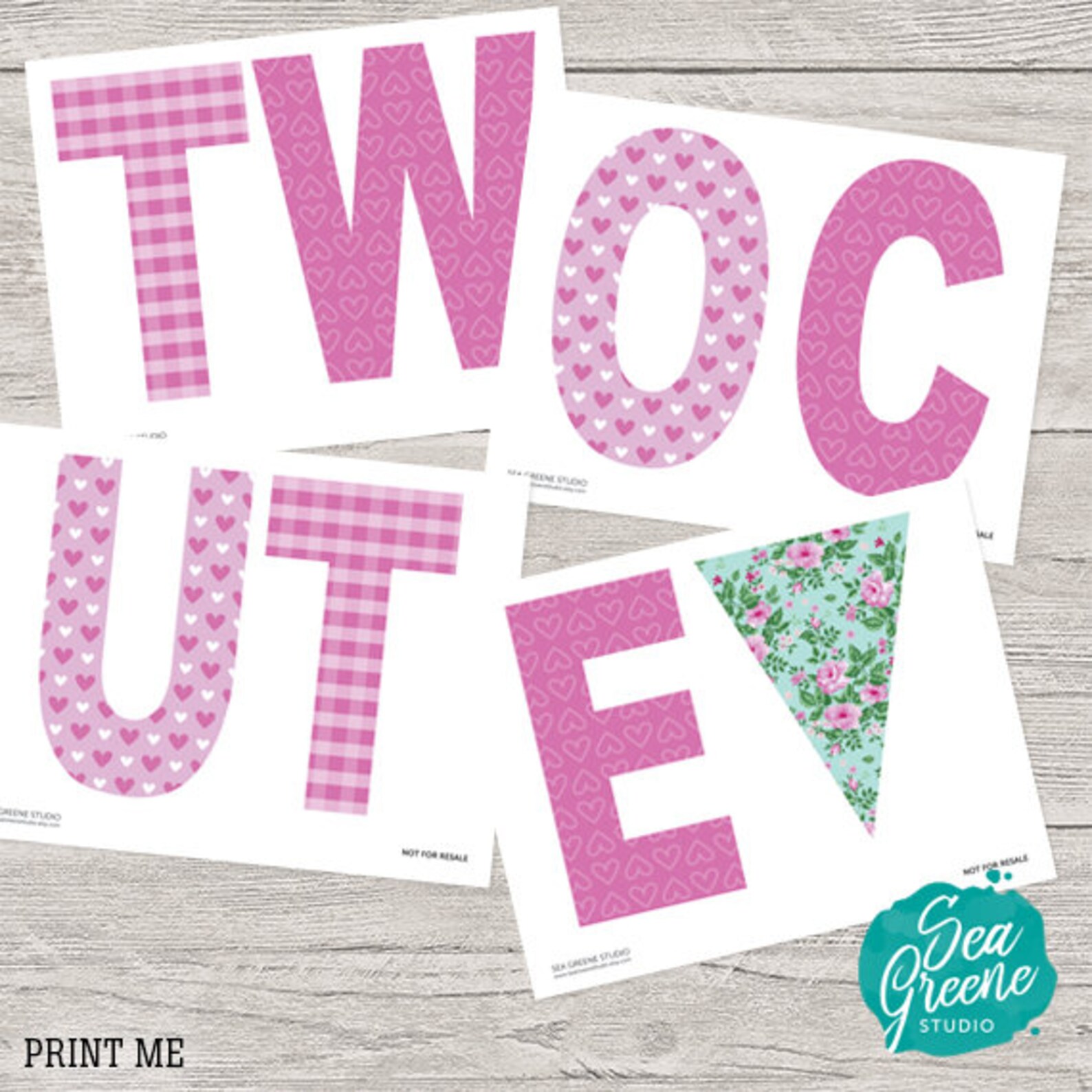 Two Cute Pennant Banner | Two Years Old | Second Birthday Banner | Girl ...