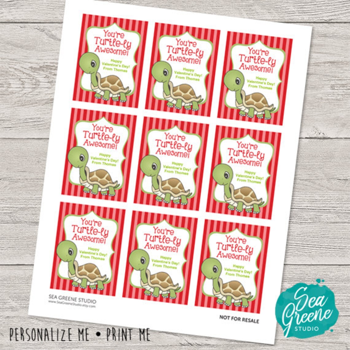 You're Turtle-ly Awesome Printable Valentines - Etsy Canada