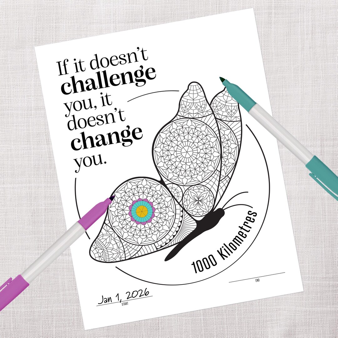 1000 Mile & 1000 Kilometer Distance Challenge Tracker Printable ...