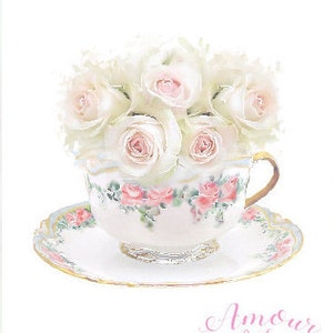TEA PARTY COLLECTION, Rose Blush Pink Tea Cup, Romantic Cup, Art Tea ...