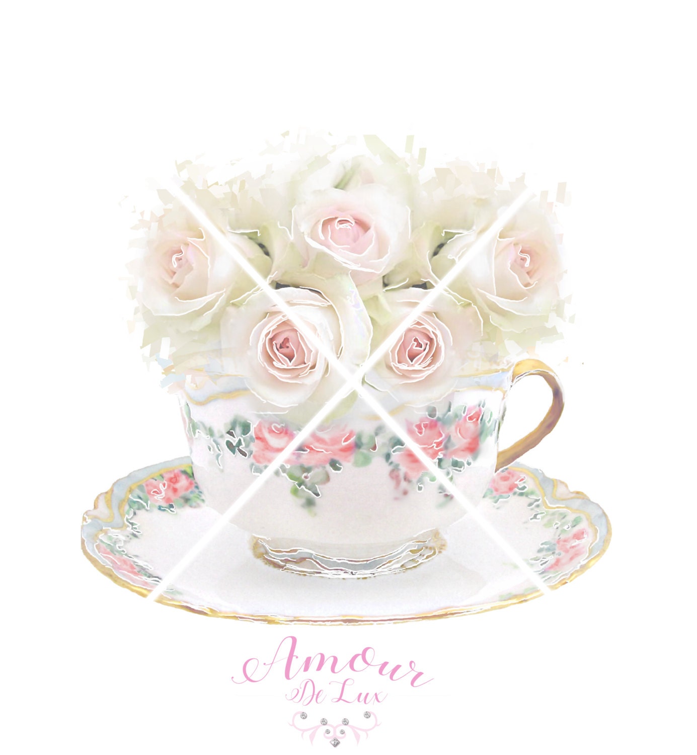 TEA PARTY COLLECTION, Rose Blush Pink Tea Cup, Romantic Cup, Art Tea ...