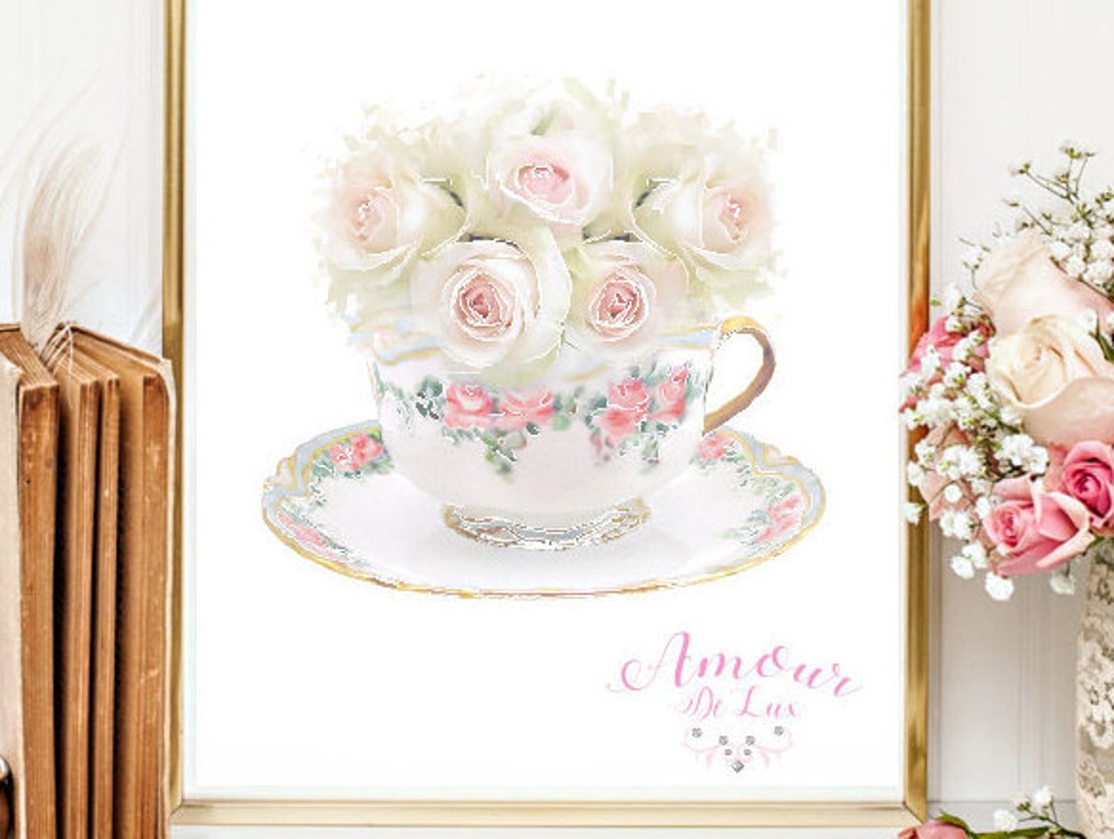 TEA PARTY COLLECTION, Rose Blush Pink Tea Cup, Romantic Cup, Art Tea ...