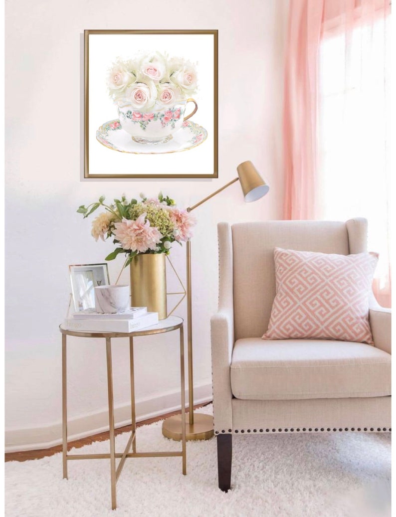 TEA PARTY COLLECTION, Rose Blush Pink Tea Cup, Romantic Cup, Art Tea ...