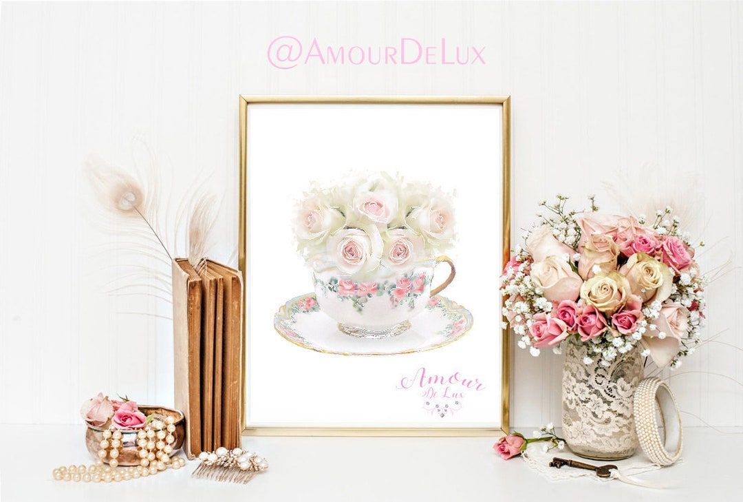 TEA PARTY COLLECTION, Rose Blush Pink Tea Cup, Romantic Cup, Art Tea ...