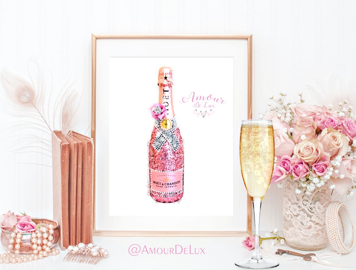 Champagne, Champagne Print, Printable Art, Watercolor, Illustration ...