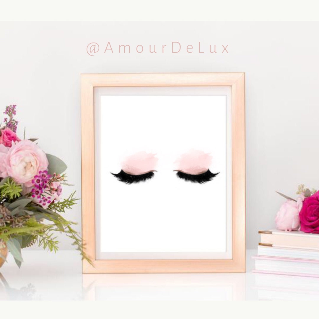 Lashes, Makeup, Wall Art, Beauty, GLAM, Chic, Watercolor,pink ...