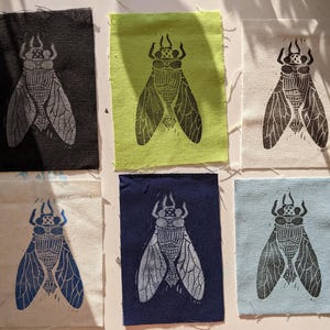 Cicada Patch - Made to Order - Handprinted Blockprint Patches ...