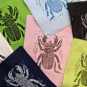 Beetle Patch - Handprinted Blockprint Patches - Linen or Quilting ...
