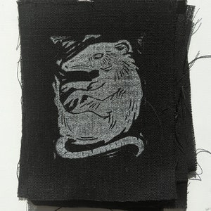 Handmade Linen Linocut Animal Patches Beetle Patch Rat Patch Opossum Patch Cicada Patch Rooster ...