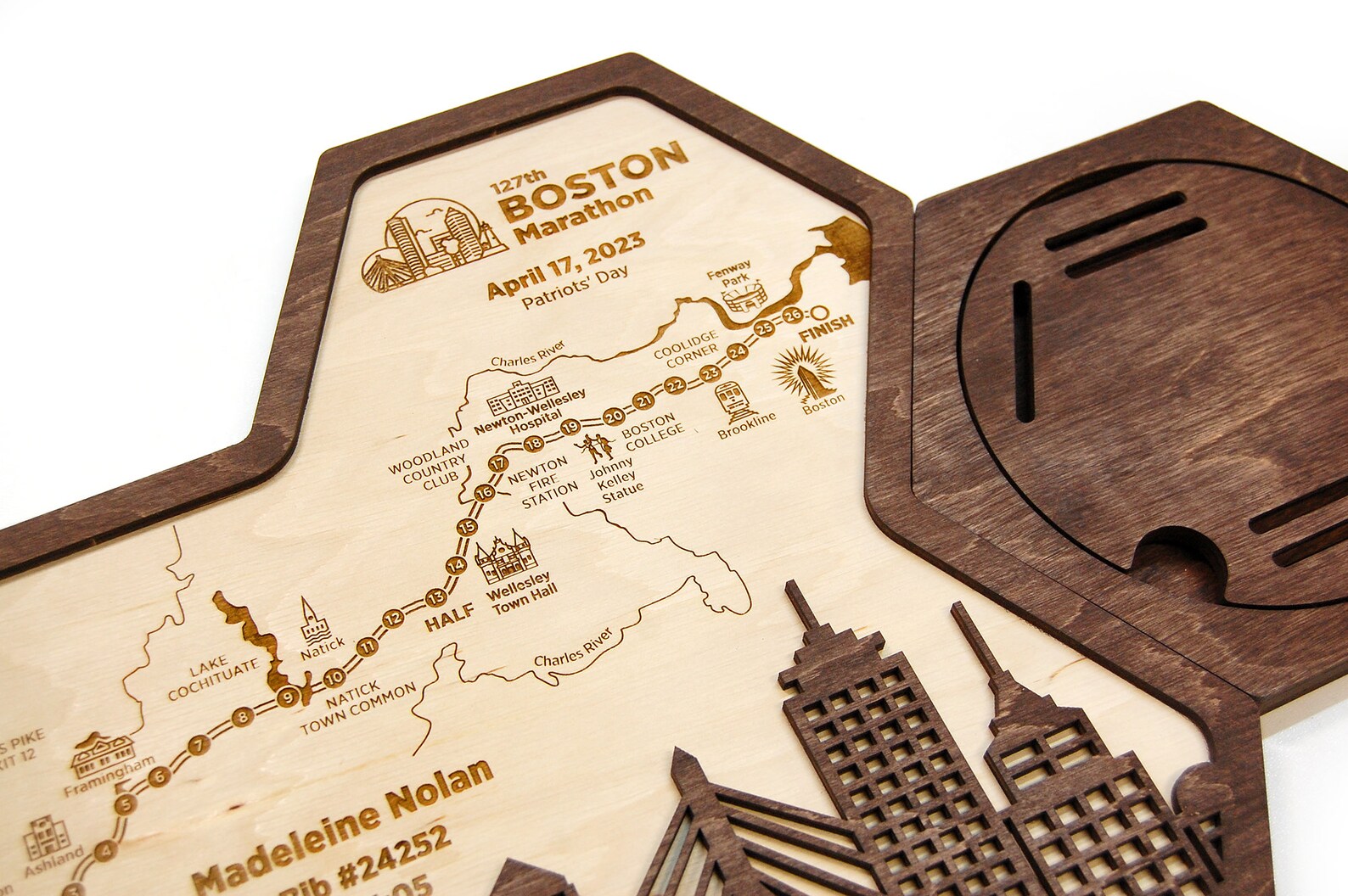Boston Medal Display Holder With Personalization Route Map for Marathon ...