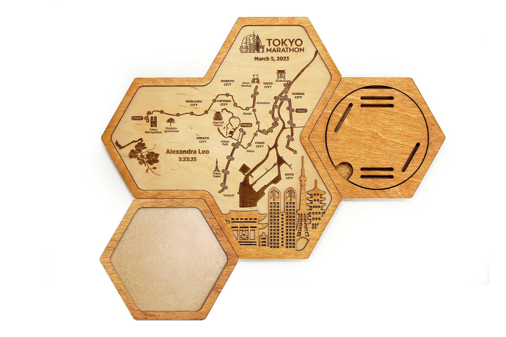 Tokyo Medal Display Holder With Personalization Route Map for Marathon ...