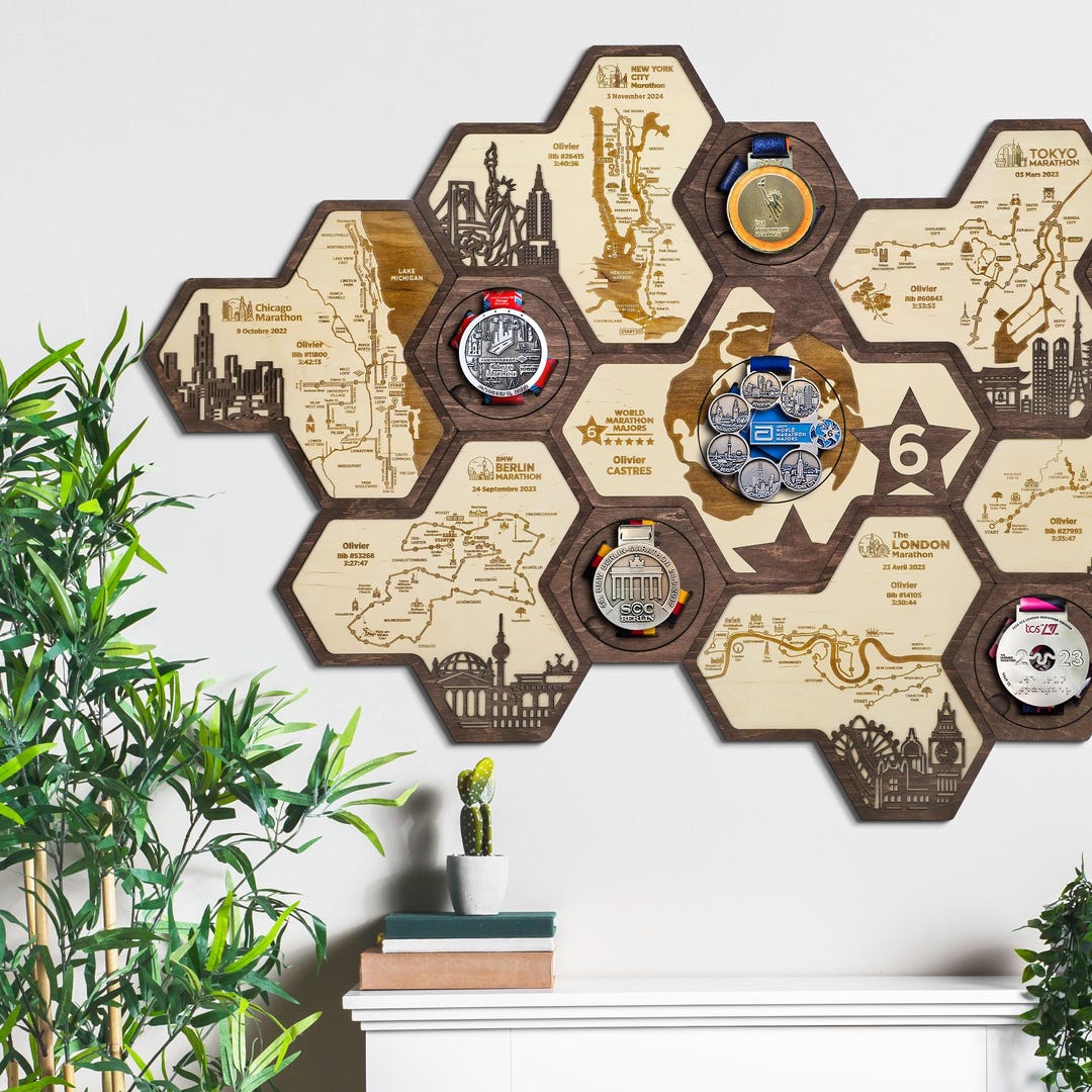 Six Star World Marathon Majors Finisher Medal Display Holder With ...