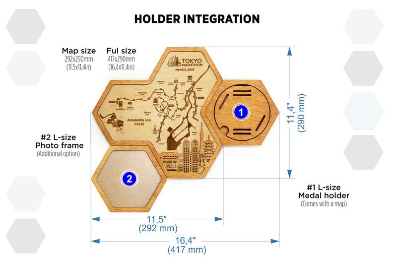Tokyo Medal Display Holder With Personalization Route Map for Marathon ...