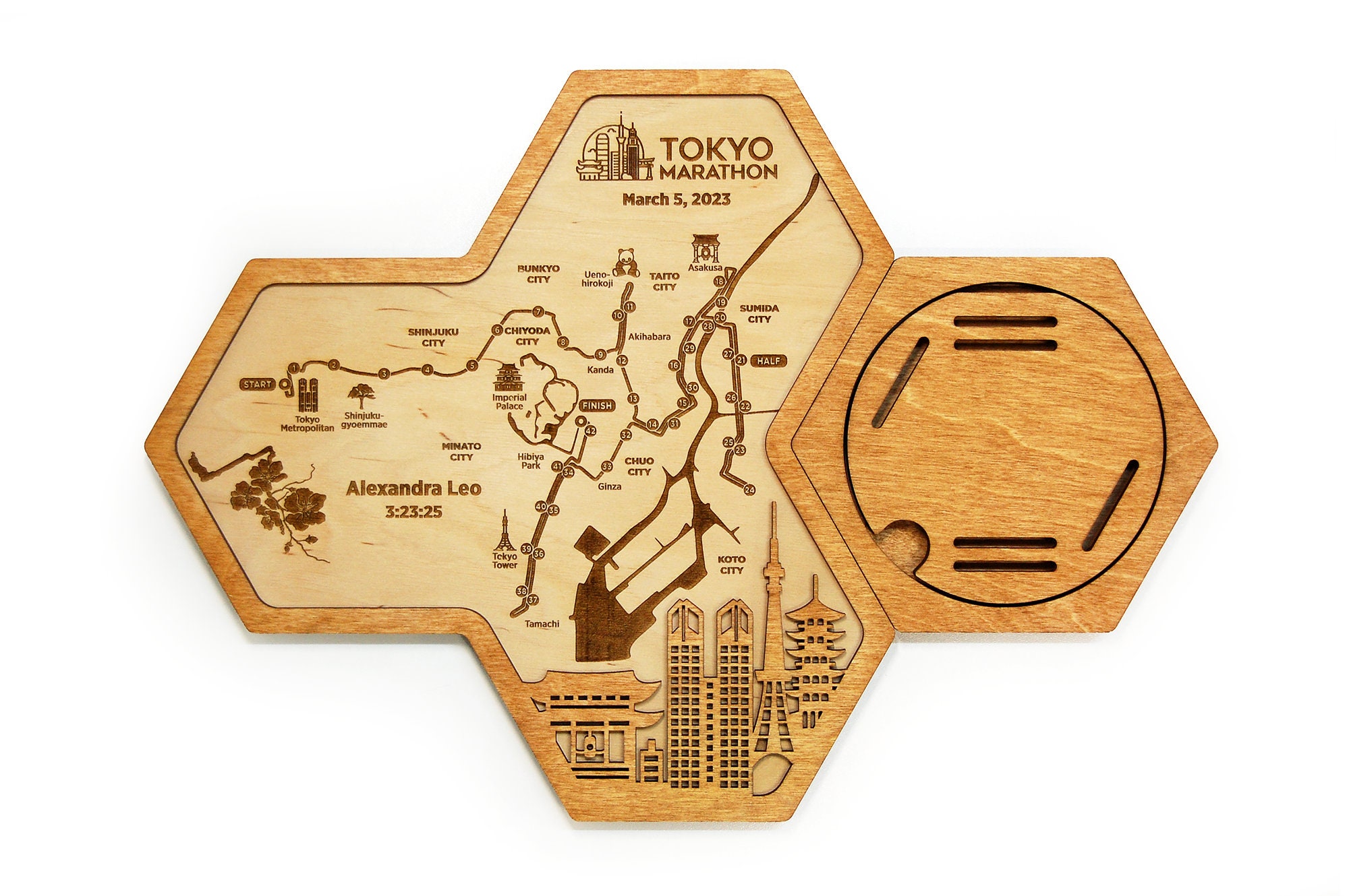 Tokyo Medal Display Holder With Personalization Route Map for Marathon ...
