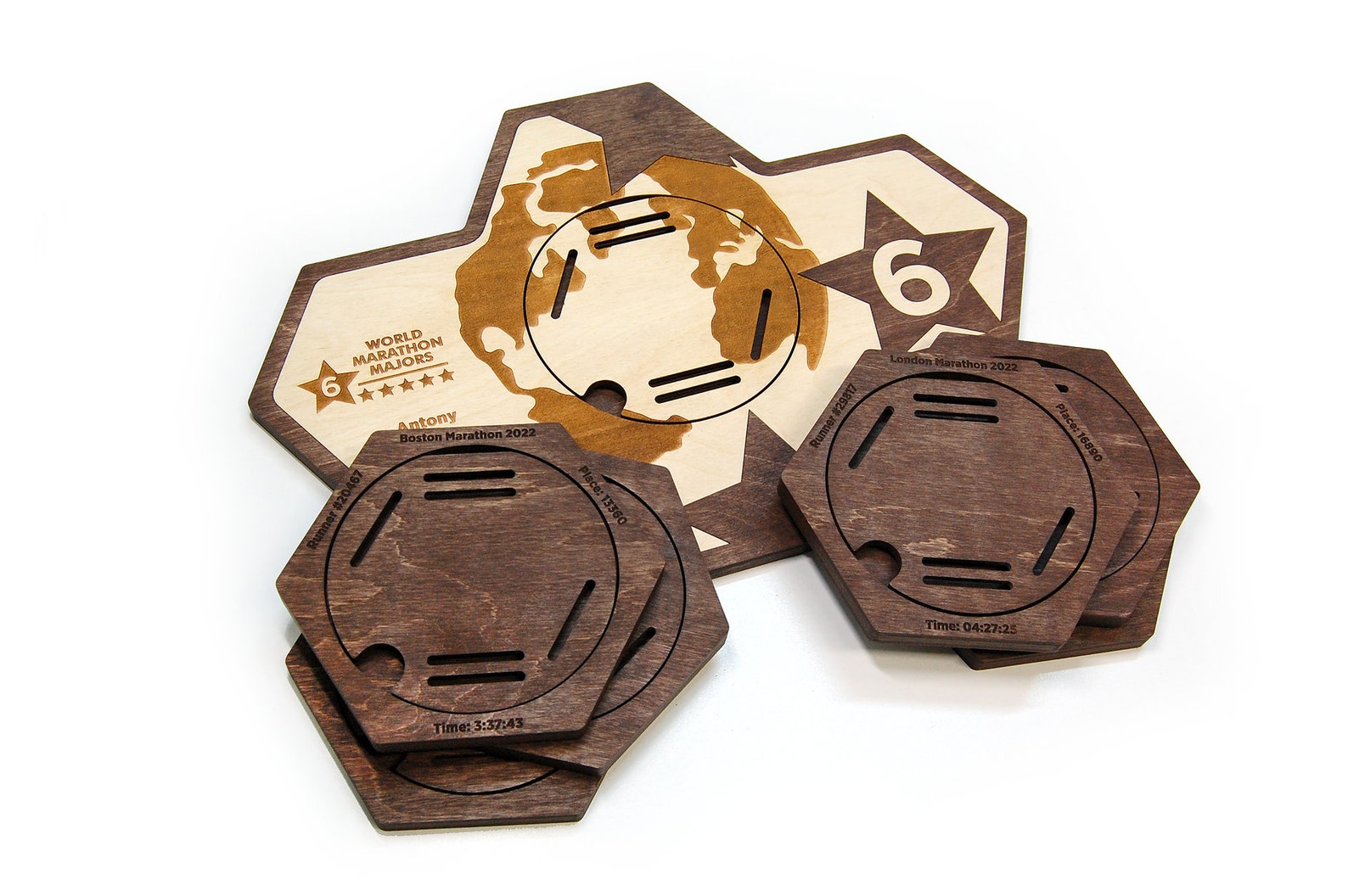 World Marathon Majors Finisher Medal Display Holder With Full ...