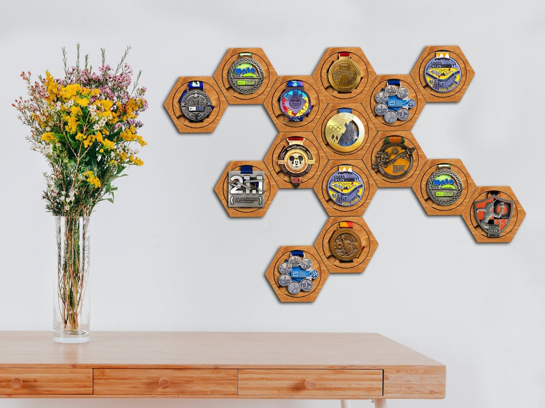 Set of Modular Medal Display Holder in European Larch Color - Wooden ...