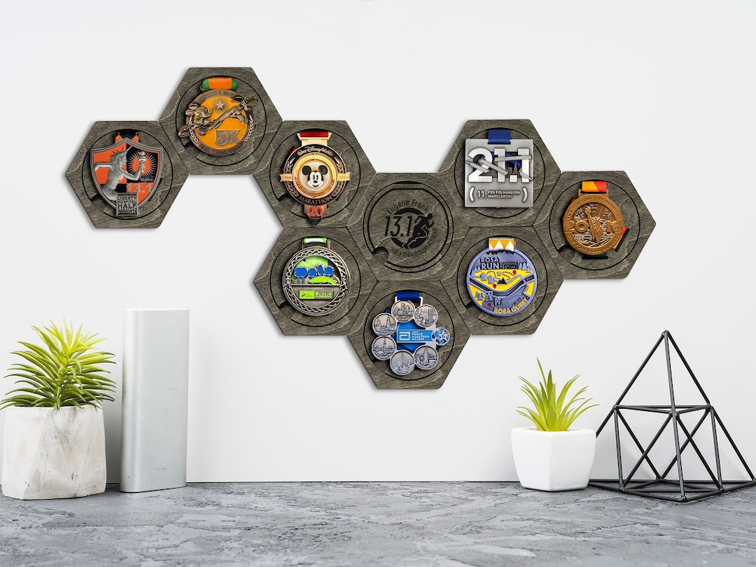 Set of Modular Medal Display Holder in Brazil Heban Color - Wooden ...