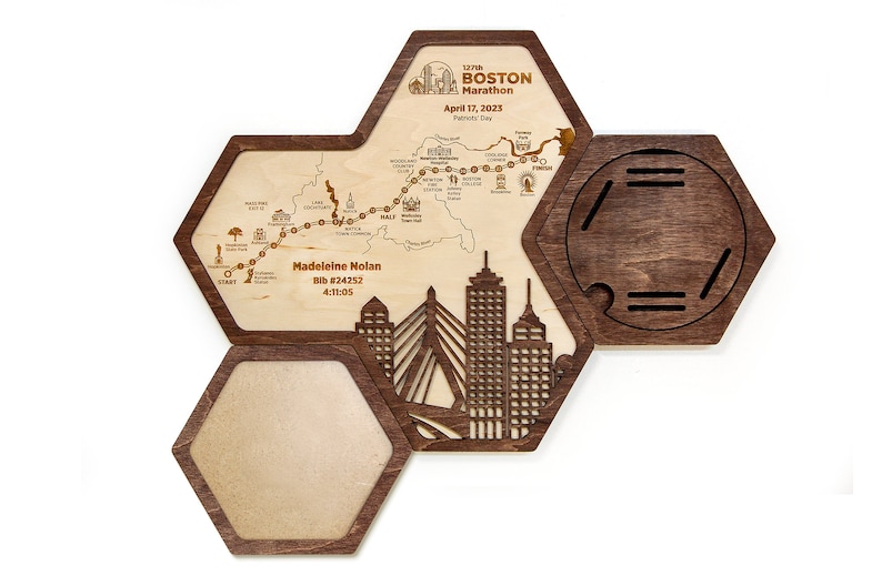 Boston Medal Display Holder With Personalization Route Map for Marathon ...