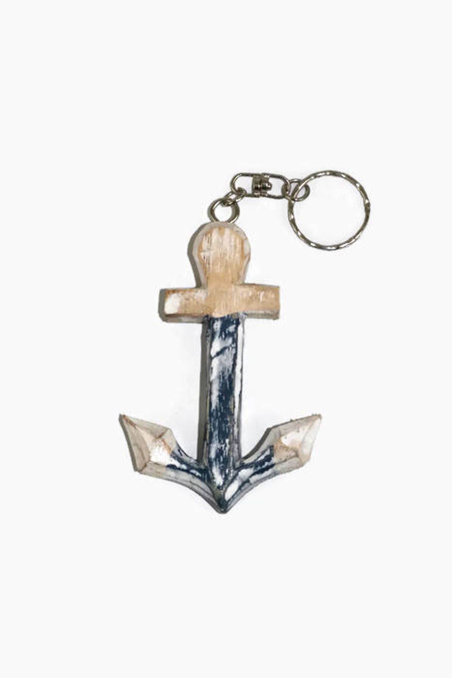 Anchor Keychain Wooden Anchor Keychain Nautical Key Holder - Etsy