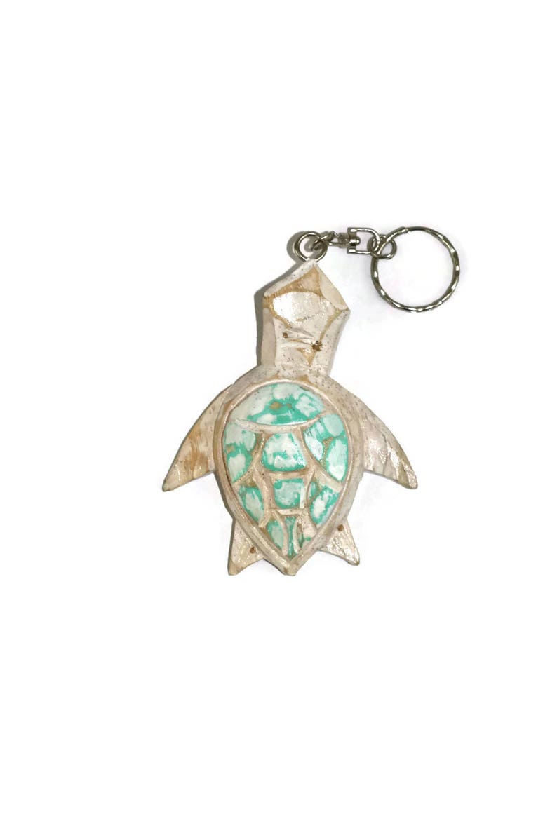 Handcrafted Wood Sea Turtle Keychain: Beach Coastal Gift - Etsy