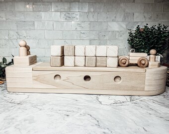 Wooden Block Ship - Etsy