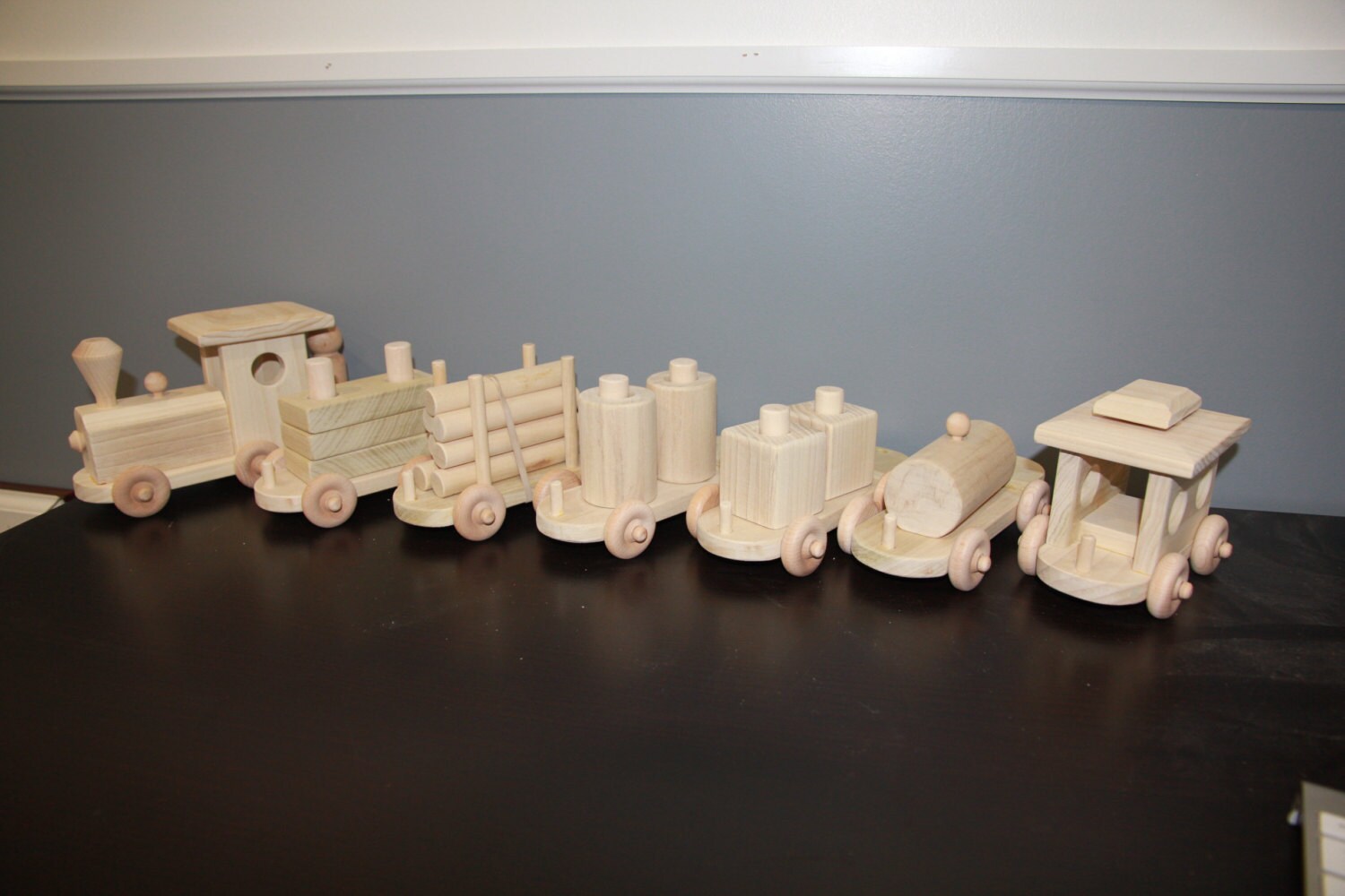 Wood Train Wooden Train Wooden Block Train Handmade Wooden | Etsy