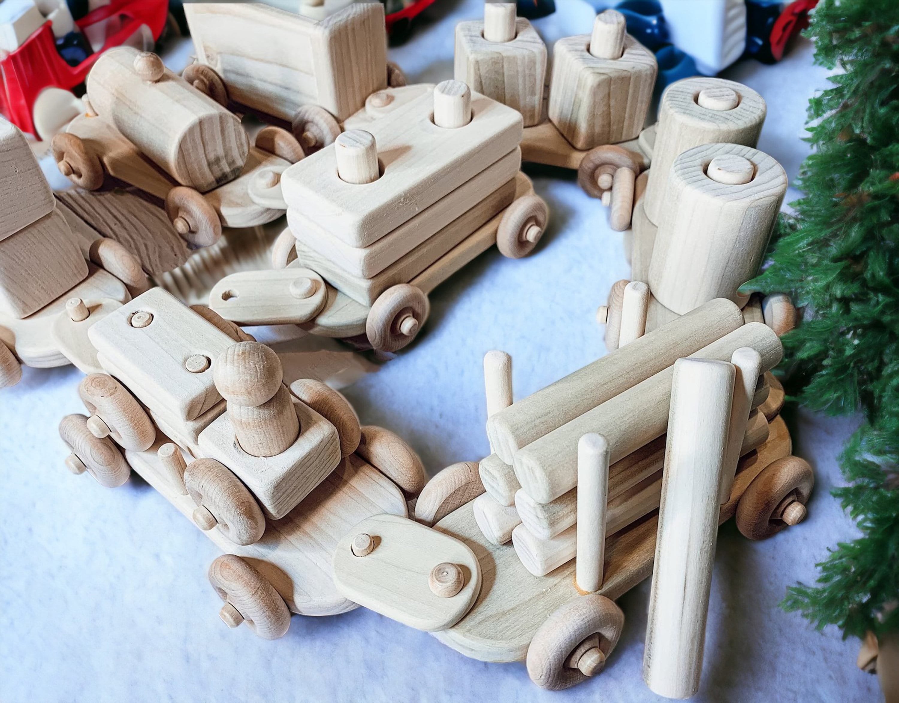 Train Set Wood, Large Handmade Wooden Train Sets, USA Grown Wood ...