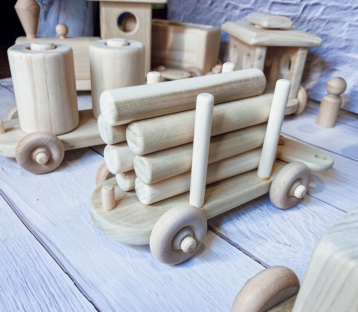 Wood Train Wooden Train Wooden Block Train Handmade Wooden | Etsy