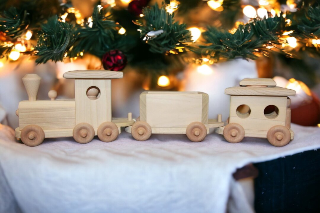 Train Gifts for Kids, Wooden Train Set, Handmade Chemical Free Wood Toy ...