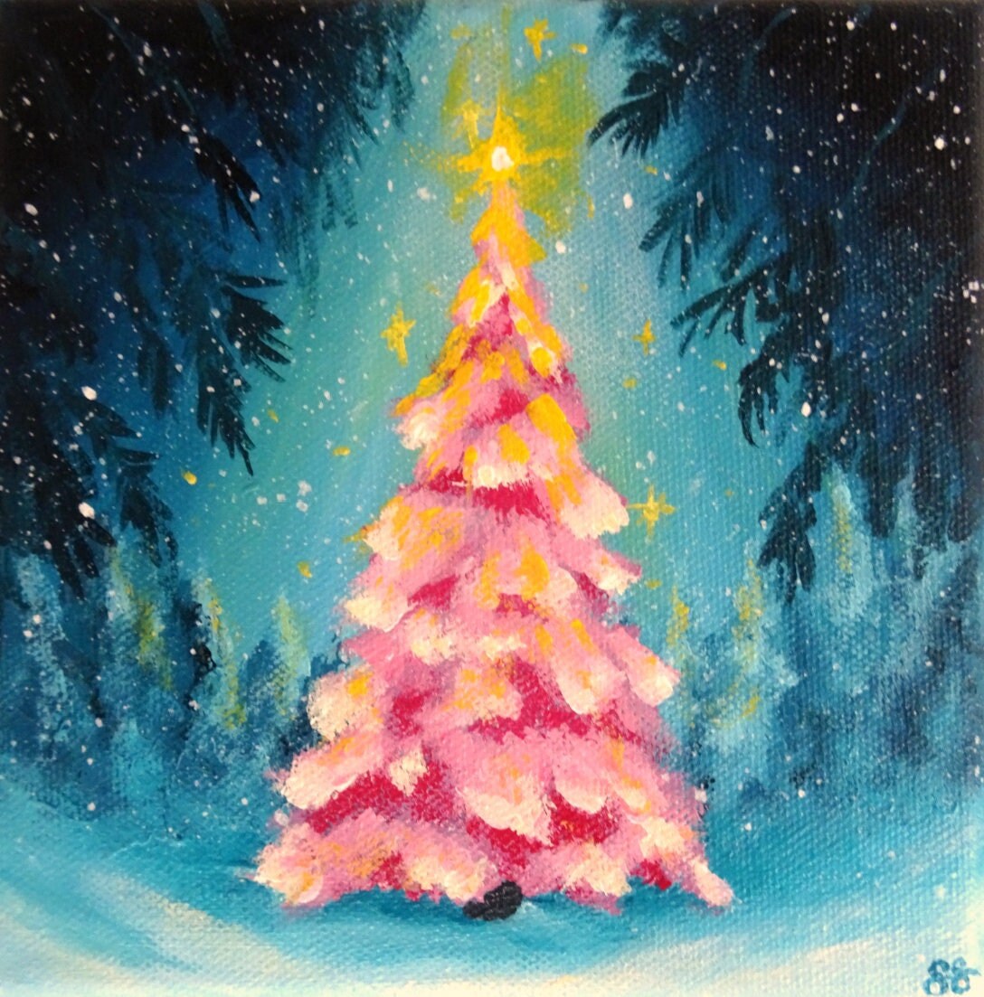 Whimsical Christmas Tree Painting