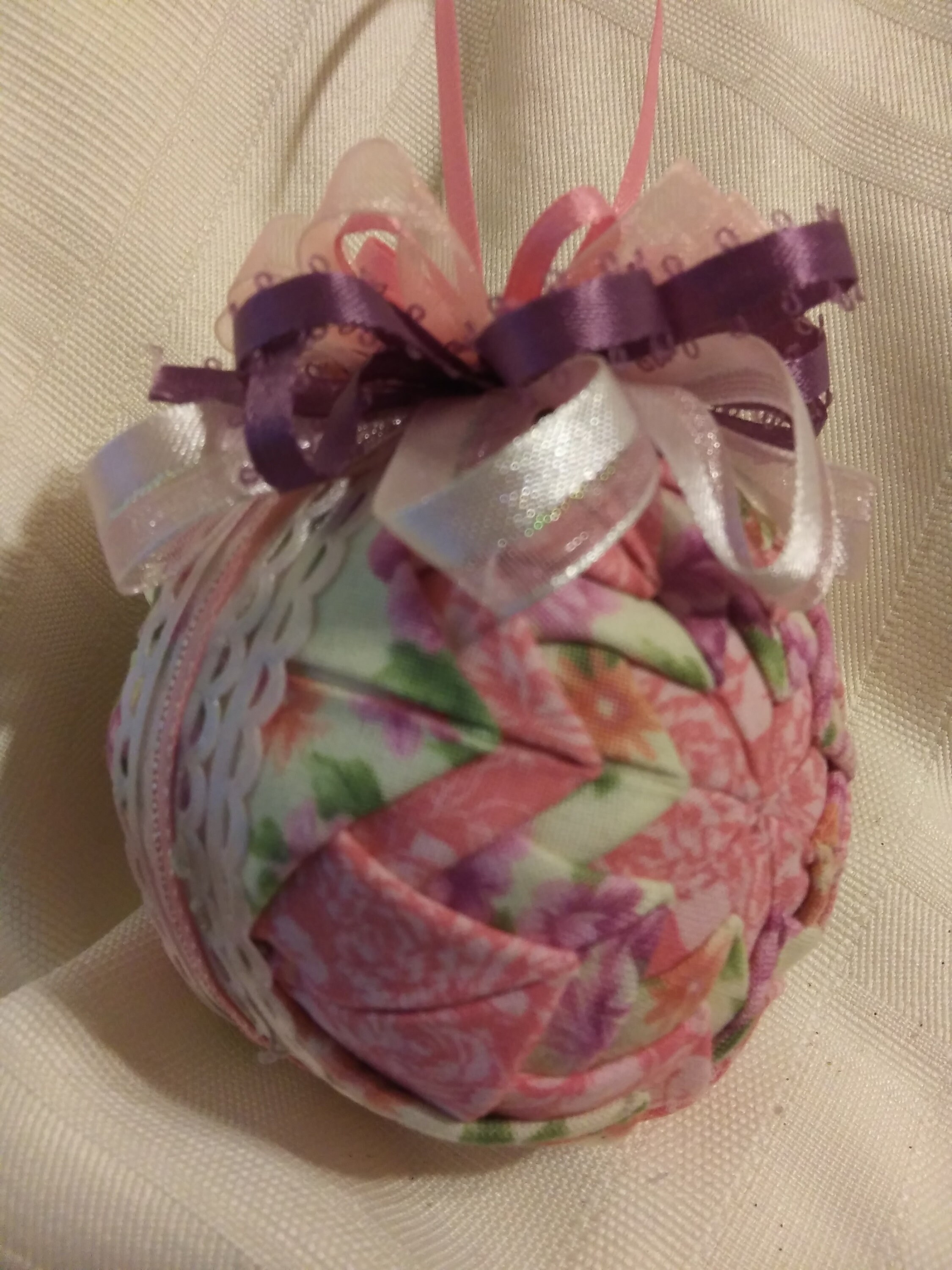 Pink Floral Fabrics Folded Star Ball Ornament With Silver Bells - Etsy