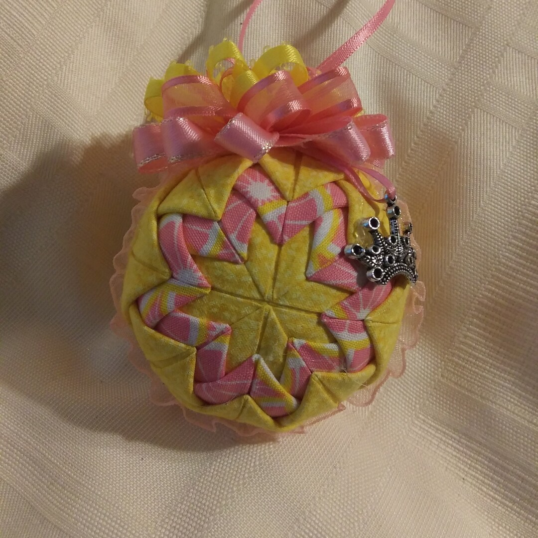 Yellow and Pink Fabric Folded Star Ball Ornament - Etsy