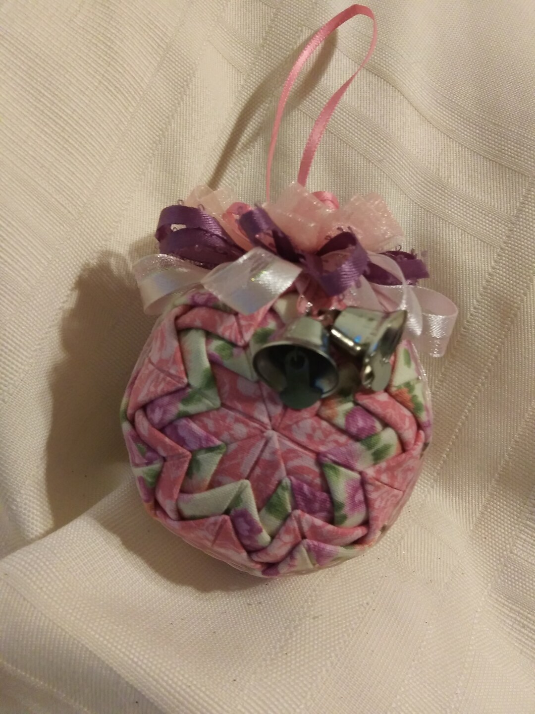 Pink Floral Fabrics Folded Star Ball Ornament With Silver - Etsy