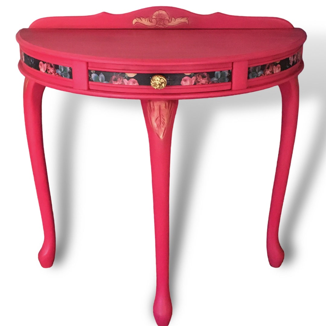 Vintage, Console Table, Pink, Roses, Gold, Maximalist, Bohemian, Gothic ...