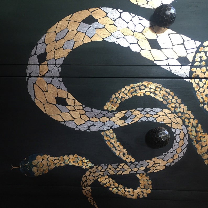 SOLD vintage Hand Painted Dresser Chest Drawers Snakes - Etsy