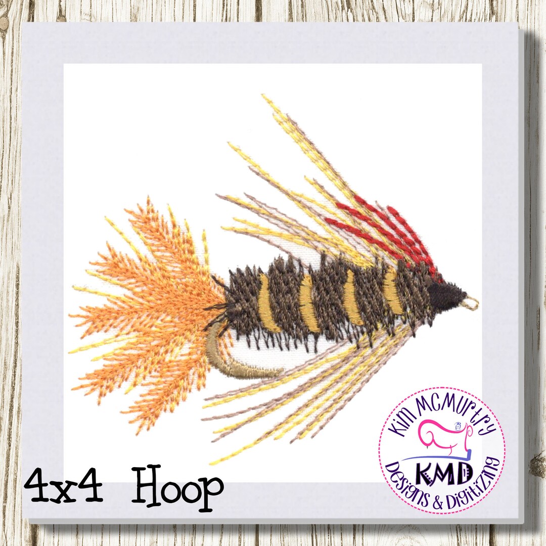 Machine Embroidery Fishing Fly 2: Size 4x4, Instant Download, Exclusive ...