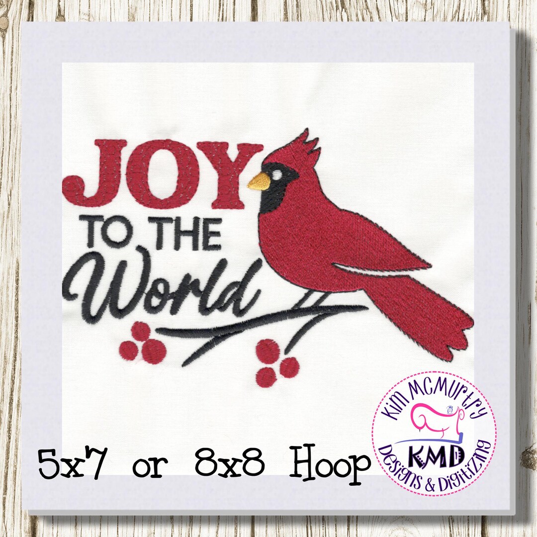 Machine Embroidery Joy to the World Cardinal: Size 5x7/8x8, Instant ...