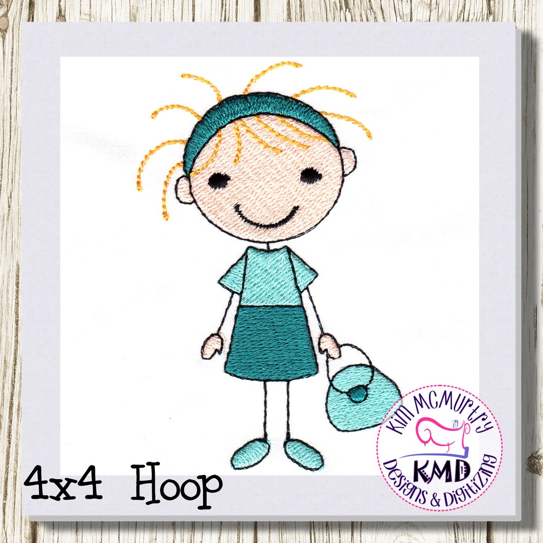 Machine Embroidery Stick Lady Blonde Hair: Size 4x4, Instant Download ...