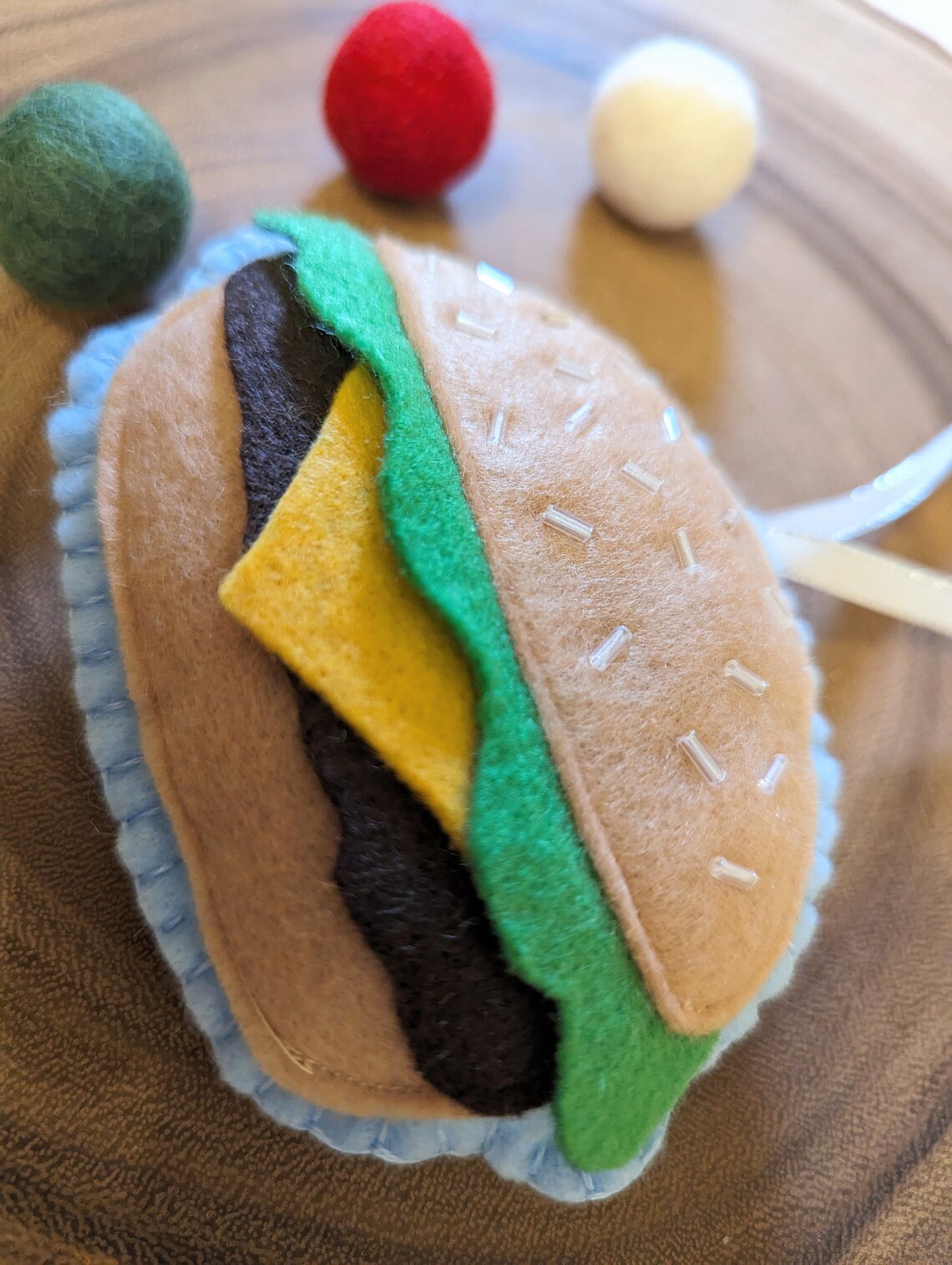 Cheeseburger Hamburger Felt Fabric Christmas Tree Decoration Ornament ...