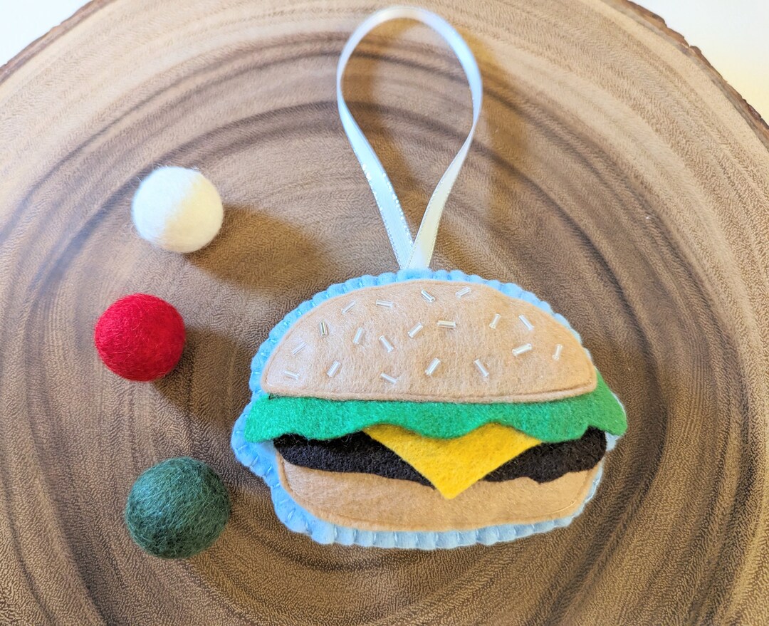 Cheeseburger Hamburger Felt Fabric Christmas Tree Decoration Ornament ...