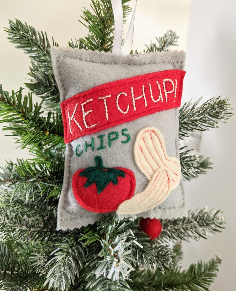 Ketchup Chip Bag Felt Ornament // Canadian Snack Felt Ornament - Etsy
