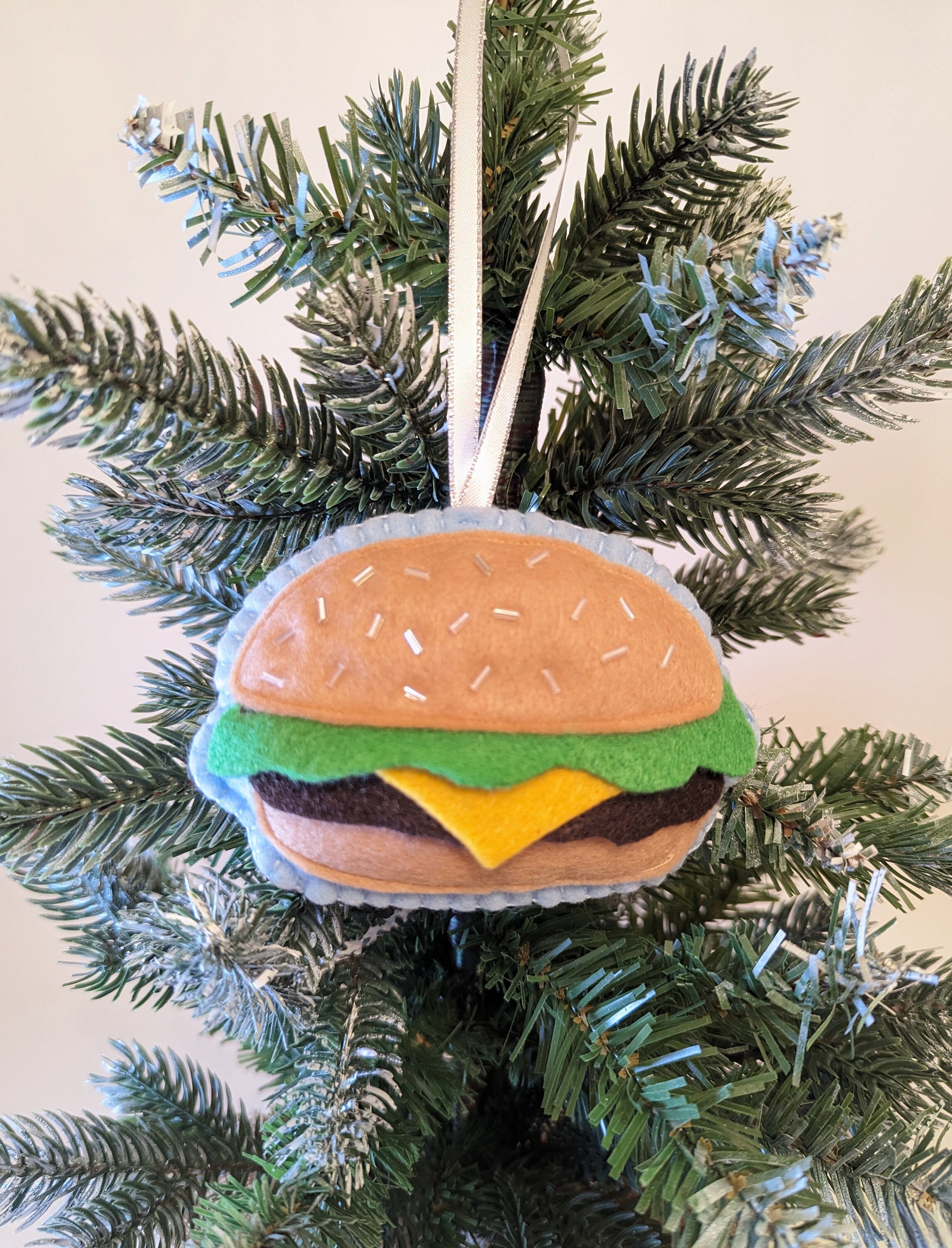 Cheeseburger Hamburger Felt Fabric Christmas Tree Decoration Ornament ...
