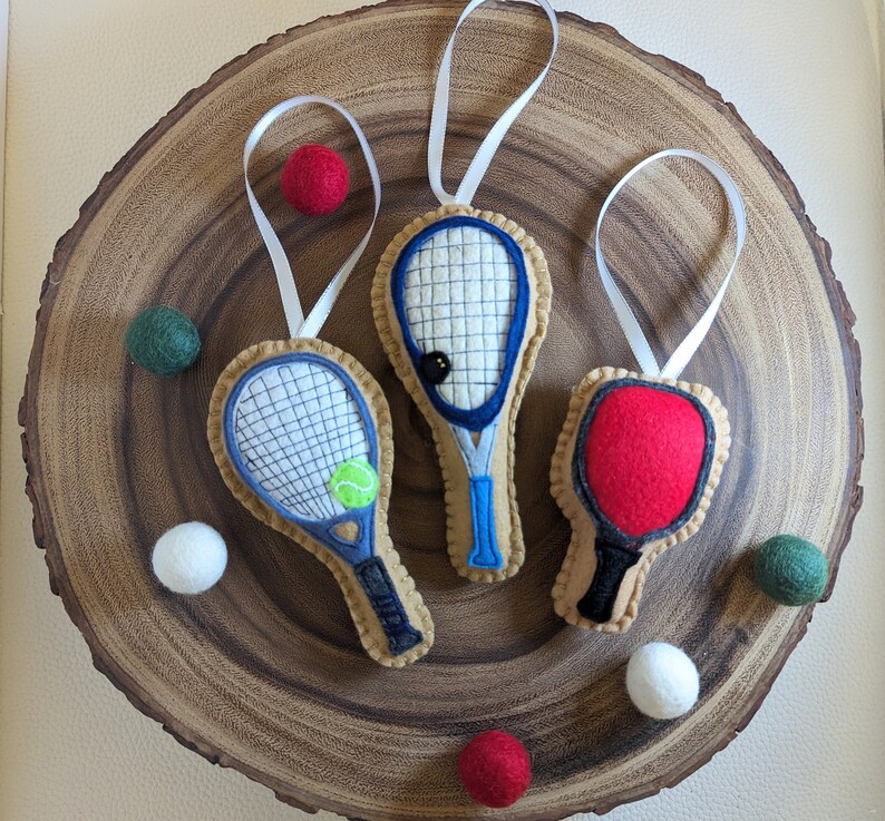 Tennis Racket, Pickle Ball Racket, Squash Racket Felt Fabric Christmas ...