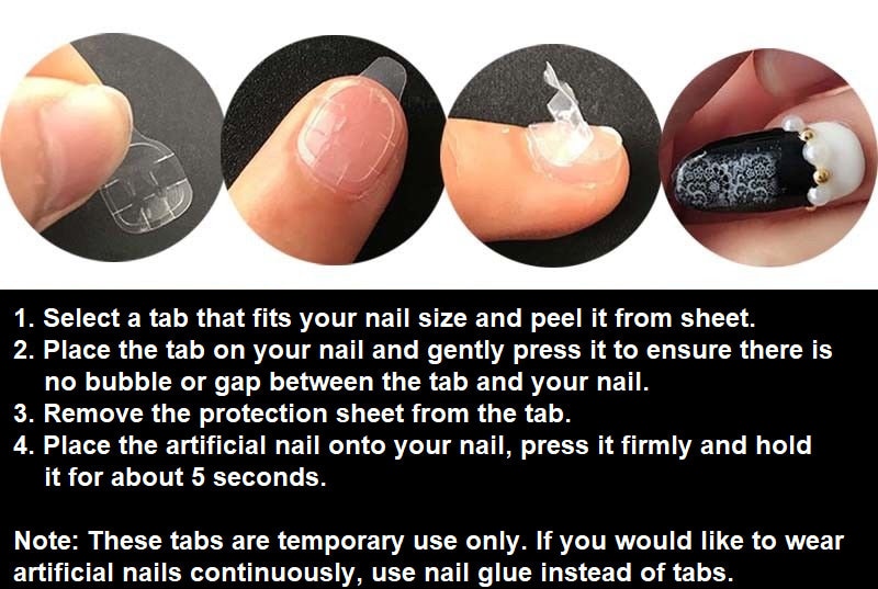 Clear Gel Adhesive Tabs for Press on Nails | Double-sided Stickers | 24 ...